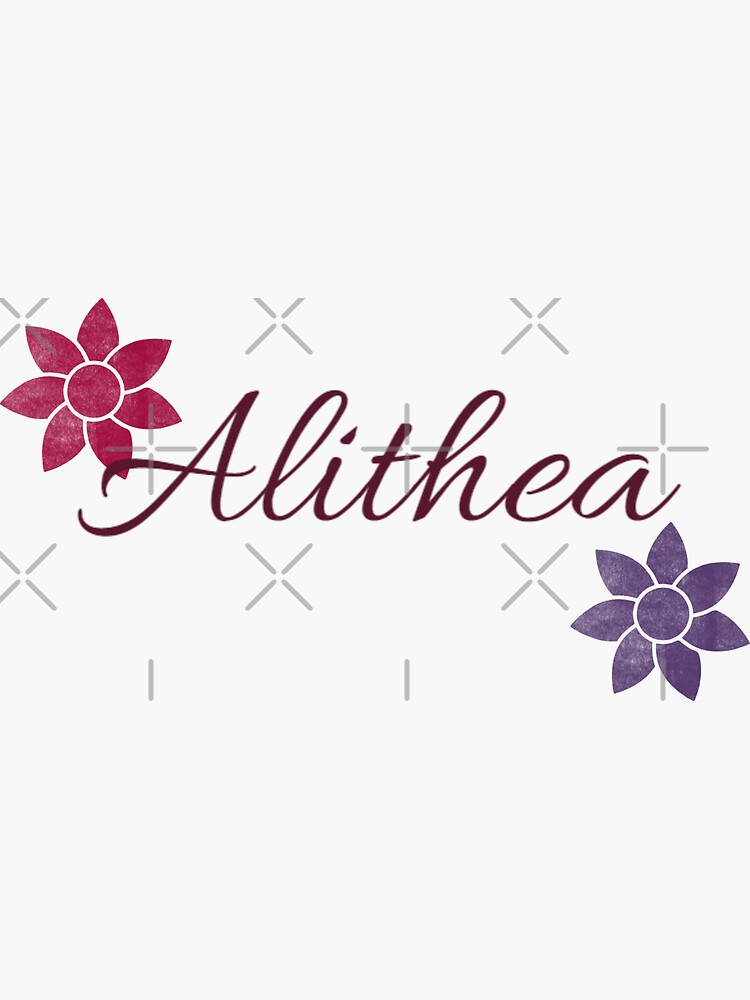 "Alithea Floral Name Calligraphy Design Black Version" Sticker for Sale ...