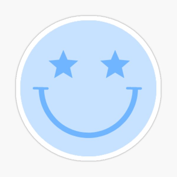 "Light Blue Star Smiley Face Sticker" Sticker by ckcdesigns | Redbubble