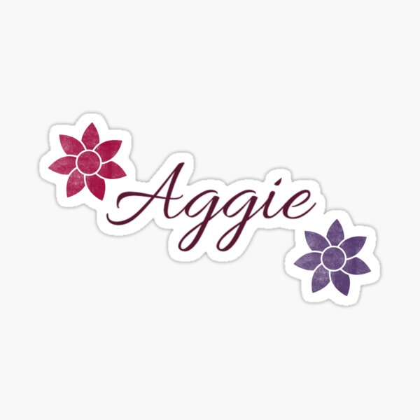"Aggie Floral Name Calligraphy Design Black Version" Sticker by ...