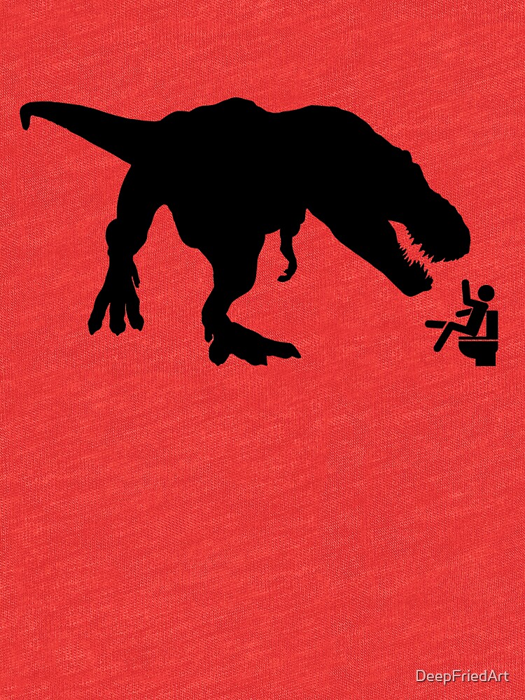 Jurassic Park T Rex Eats Man On Toilet Funny T Shirt By Deepfriedart Redbubble
