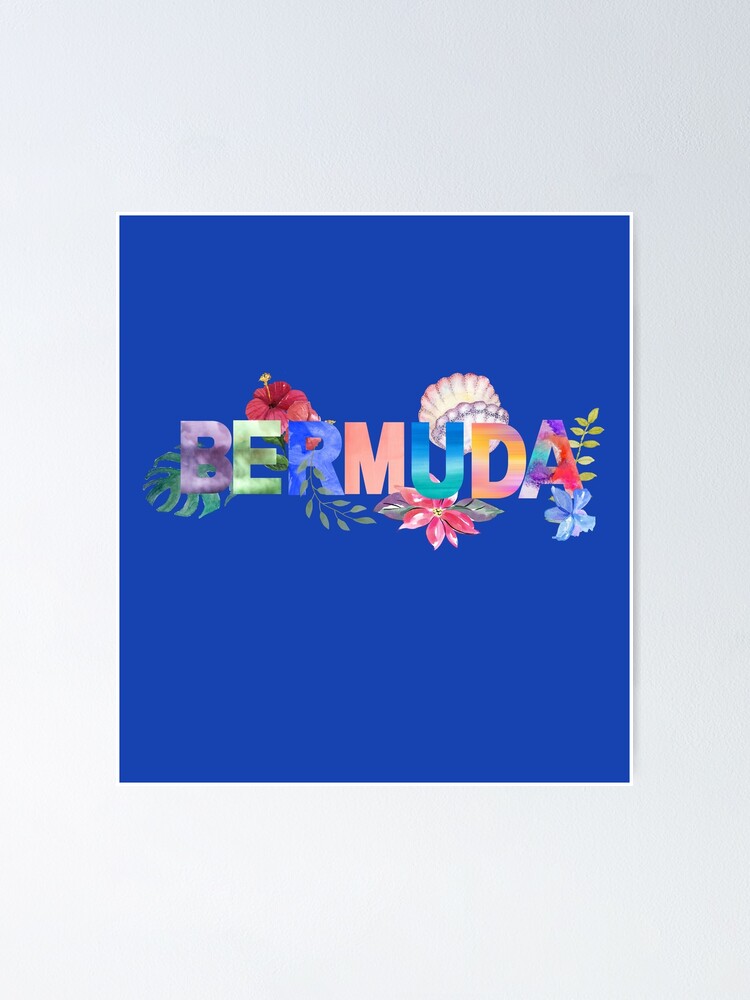 "Bermuda Pastel Watercolors with Flowers and Shells" Poster for Sale by ...