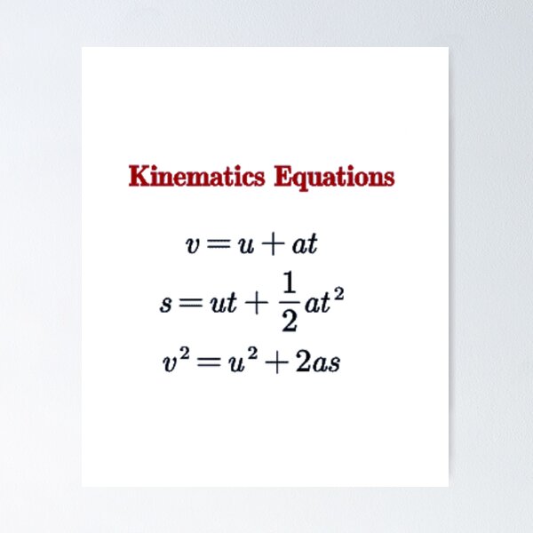 "Physics Merchandise's | Kinematics Equation" Poster for Sale by ...