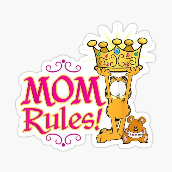 "Garfield Mom Rules" Sticker for Sale by Elizabeth7799 | Redbubble