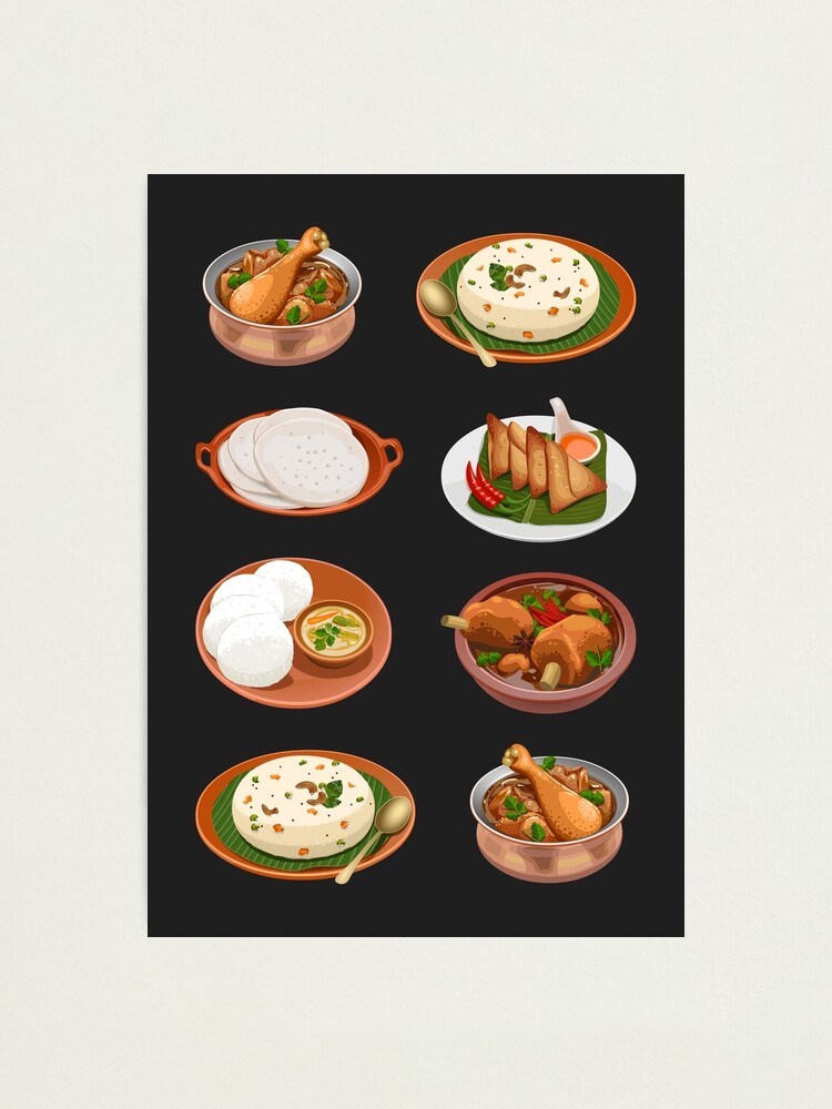 "Assorted Indian Food 3 - Chicken Curry, Upma, Mutton Curry, Samosa ...