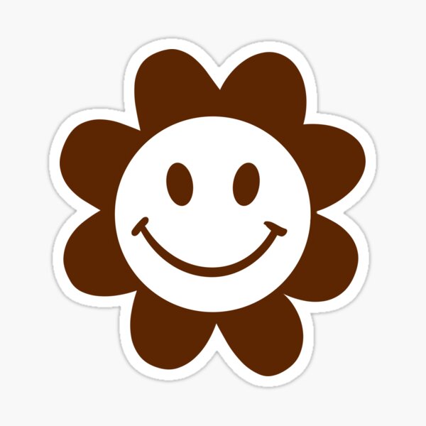 "smiley face sticker, smiley face flower sticker, flower sticker ...