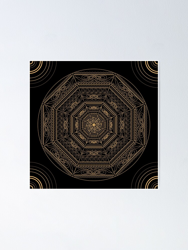 "Mandala pattern peach colour octagon with circular corners" Poster for ...