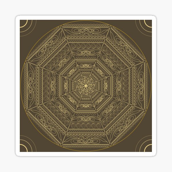"Mandala pattern peach colour octagon with circular corners" Sticker by ...