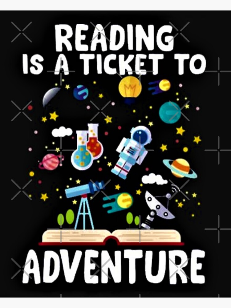 "Reading is a ticket to Adventure" Sticker by EmiliasCut | Redbubble