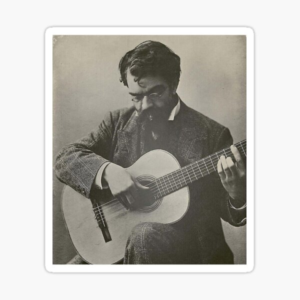 "Francisco Tárrega Guitar Poster" Sticker by donaldglovera | Redbubble