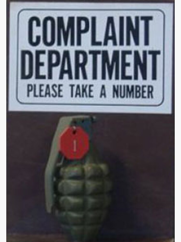 "Complaint Department" Sticker for Sale by evolvecc | Redbubble
