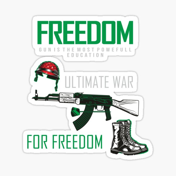 " ultimate war for freedom typography graphic work." Sticker for Sale ...