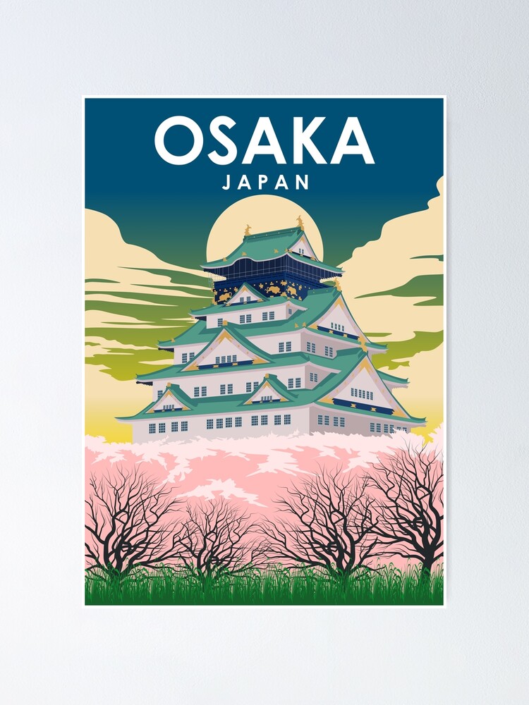 "Osaka Japan Vintage Minimal Retro Travel Poster" Poster for Sale by ...