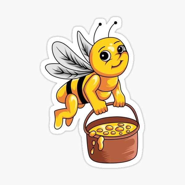 "Bee Carrying Honey Pot" Sticker for Sale by auroradesignco | Redbubble