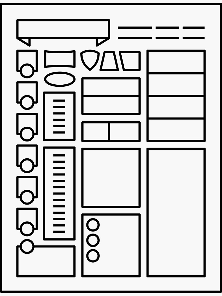 "Character Sheet - Dungeons & Dragons Line Art Series" Sticker for Sale ...
