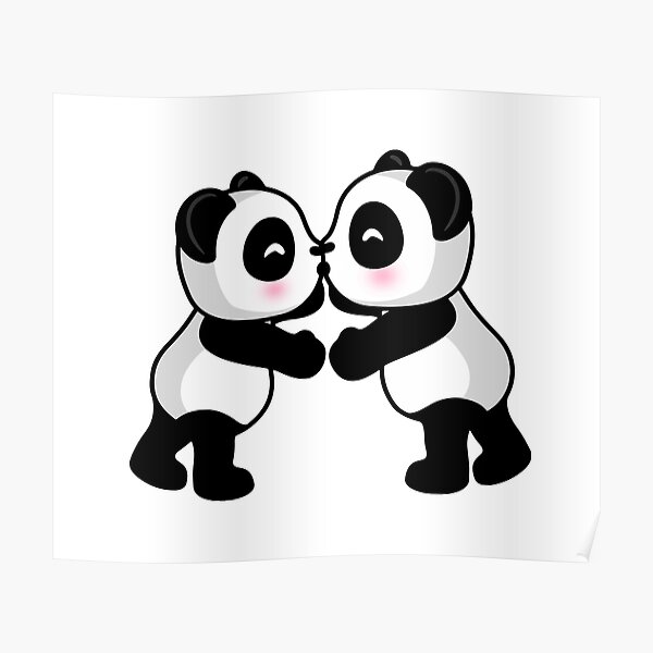 "Kissing Pandas" Poster for Sale by partysparkle | Redbubble