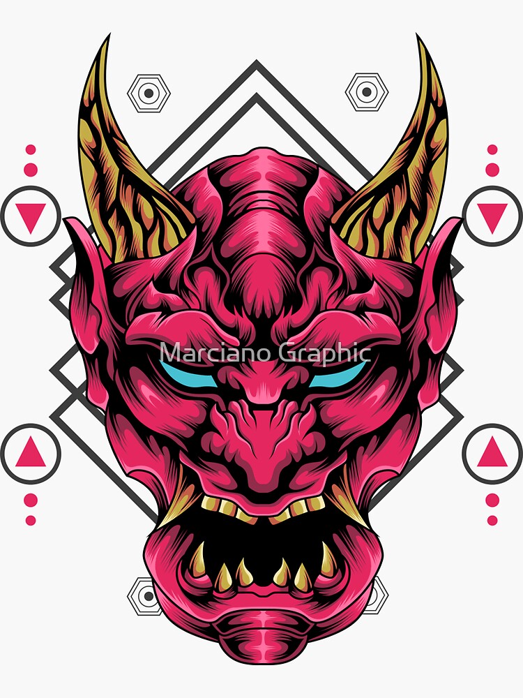 "Oni Mask Japan" Sticker by auroradesignco | Redbubble