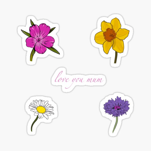 "Love you mum flowers" Sticker by WoodsmanBen | Redbubble