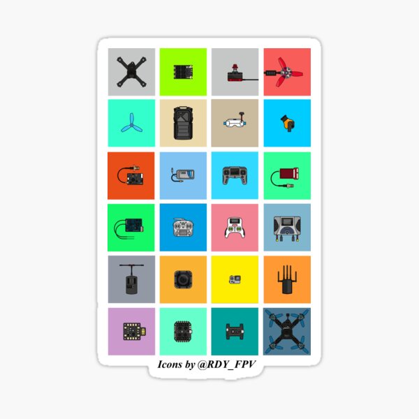 "FPV Icons" Sticker by ForwardFlight | Redbubble
