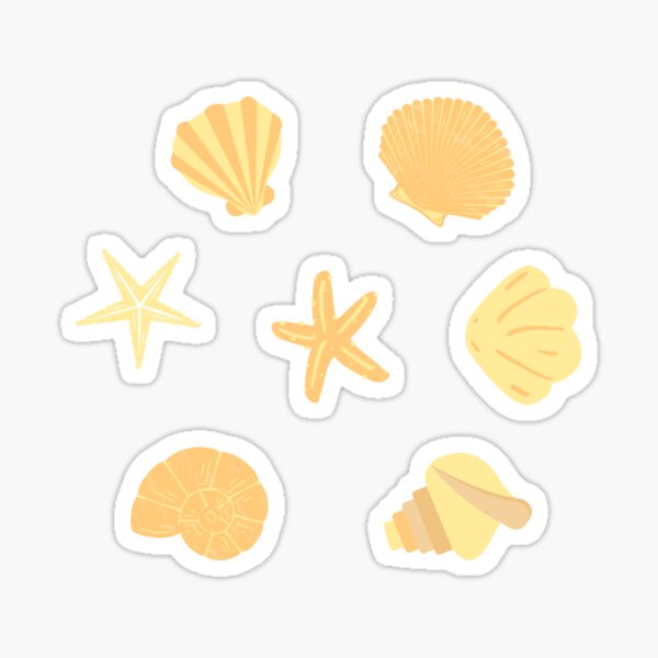 "Colorful Seashells (gold-yellow)" Sticker for Sale by SaintDorina ...