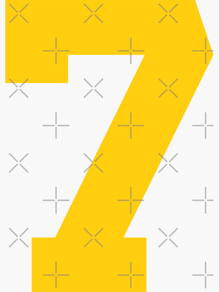 "Number 7, Yellow seven, Sports number 7" Sticker for Sale by ...