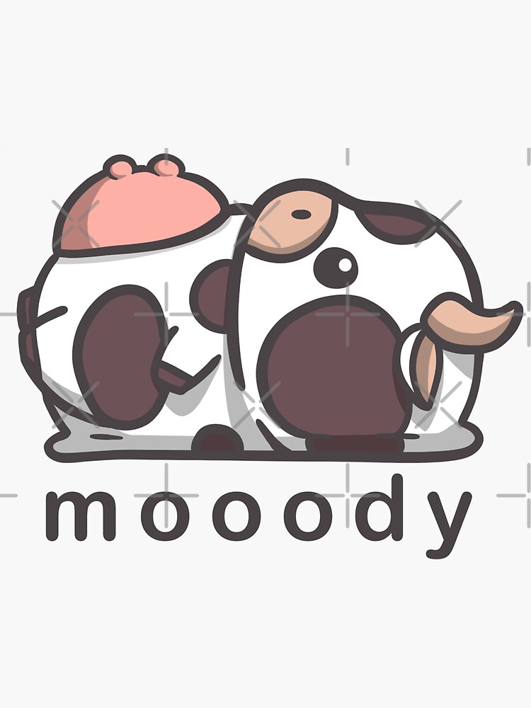 "Adorable Mooody Cow" Sticker by Allora-Store | Redbubble
