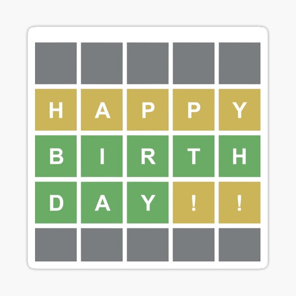 "Birthday Wordle Happy Birthday Wordle Style Poster" Sticker by ...