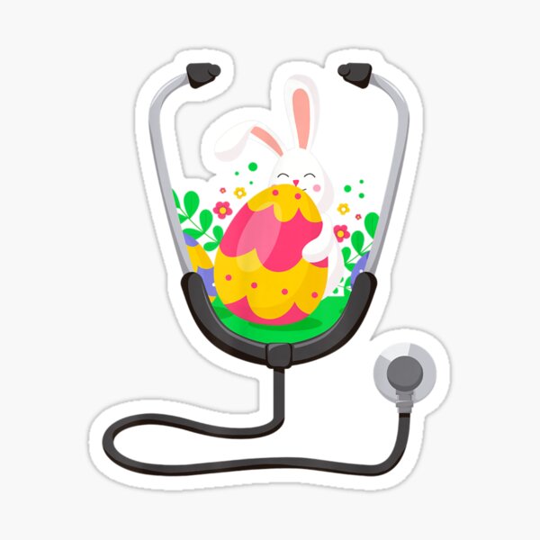 "Stethoscope Nurse Doctor Bunny Easter Egg Funny Easter" Sticker by ...