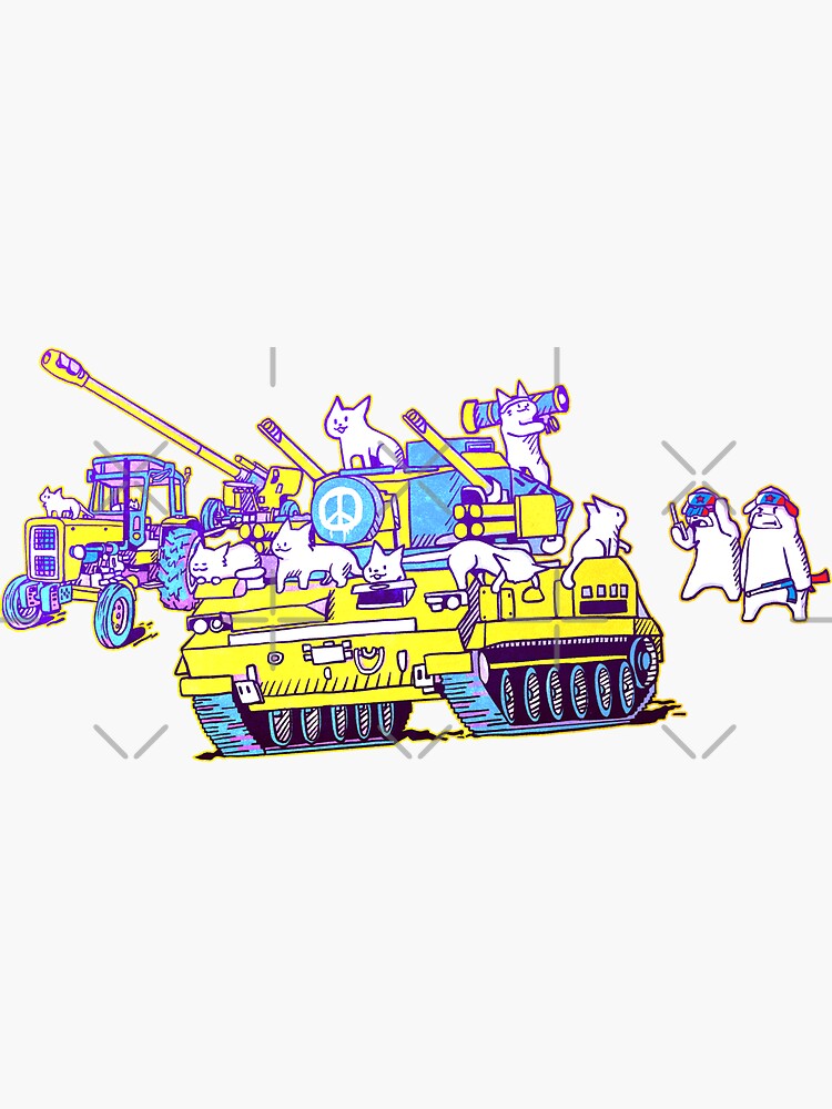 "No longer RUSSIAN TANKS, cats are taking over! - Ukraine" Sticker by ...