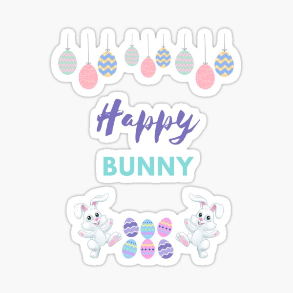 " Happy Bunny" Sticker by Dashindio | Redbubble