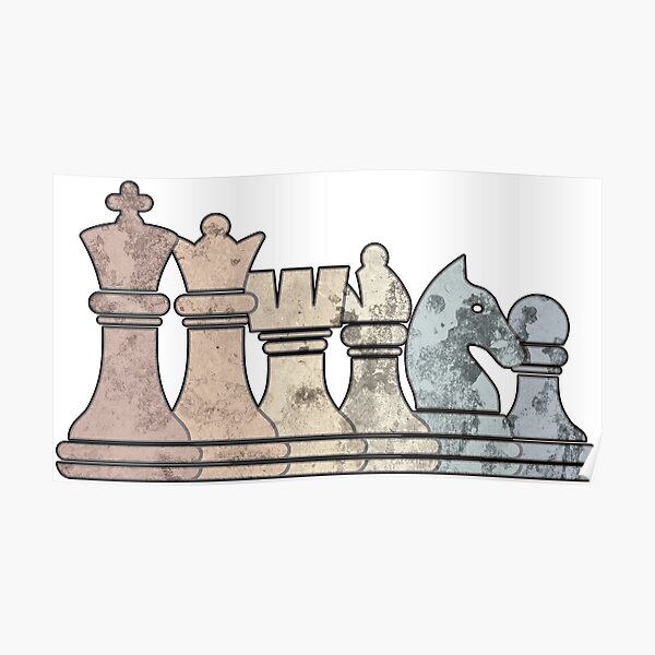 "Distressed Retro Chess Pieces in a Row Chess" Poster by PanosTsalig ...