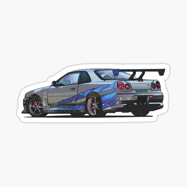 "GTR R34 FAST AND FURIOUS" Sticker by Halenachloe | Redbubble