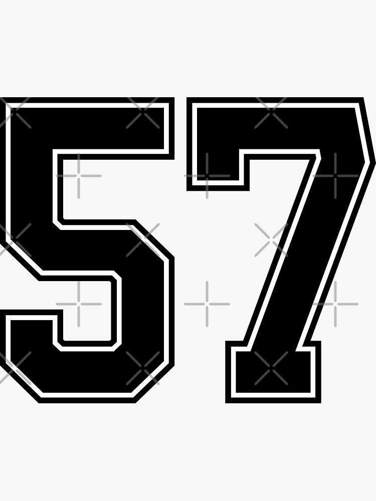 "Black Number 57 lucky sports jersey fifty seven" Sticker for Sale by ...