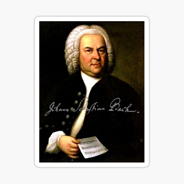 "Johann Sebastian Bach with Signature" Sticker for Sale by artsphere ...