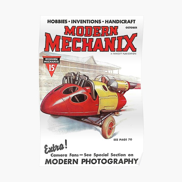 "Modern Mechanix Magazine Retro Rocket Car Vintage Pulp Magazine Design ...