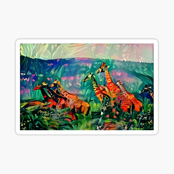 "Giraffes in the greenery" Sticker by Cricri24 | Redbubble