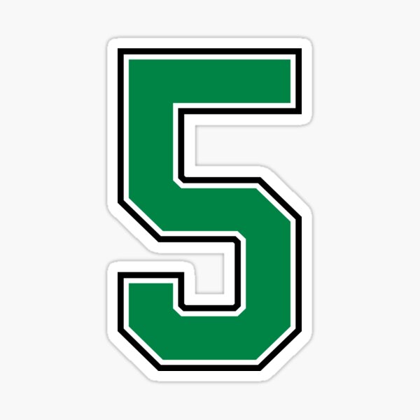 "5 number, green lucky sports five" Sticker by ArtIsParty | Redbubble