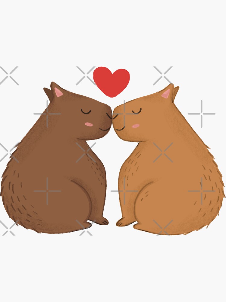 "Capybara Love" Sticker by SleepyLilSloth | Redbubble