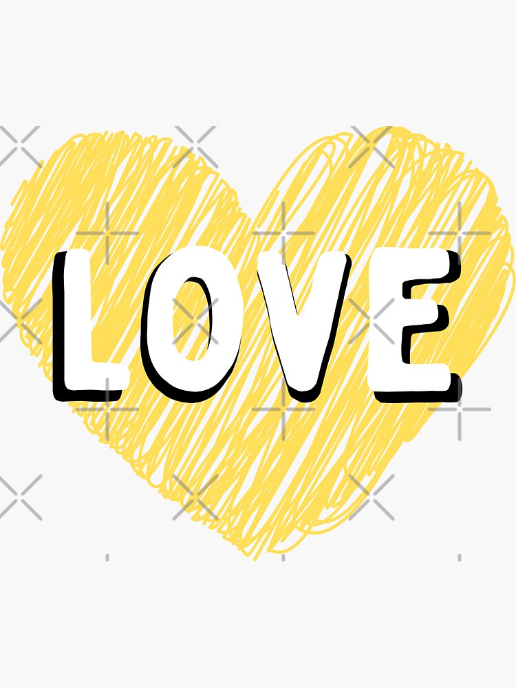 Pegatina «¡Arte gráfico de la dicha del amarillo del corazón del amor ...