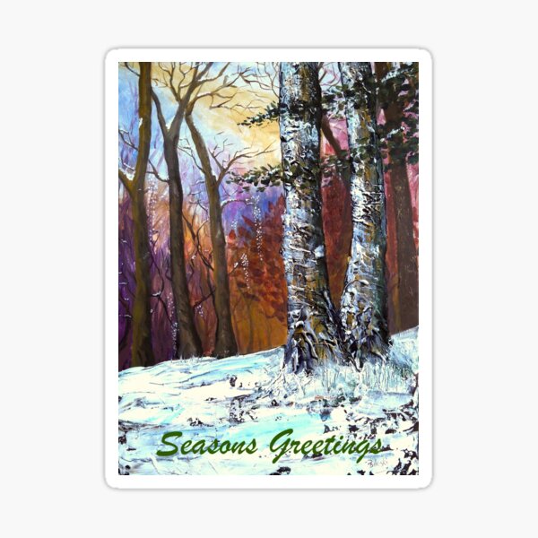 " Winter scene,Seasons Greetings" Sticker by ikon-olga | Redbubble