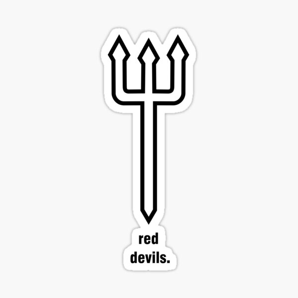 "Manchester Red Devils - Black Outline" Sticker by I-Mc | Redbubble