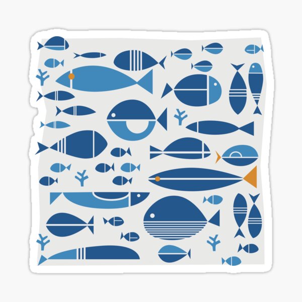 "Blue fish" Sticker for Sale by LilianGrfld | Redbubble