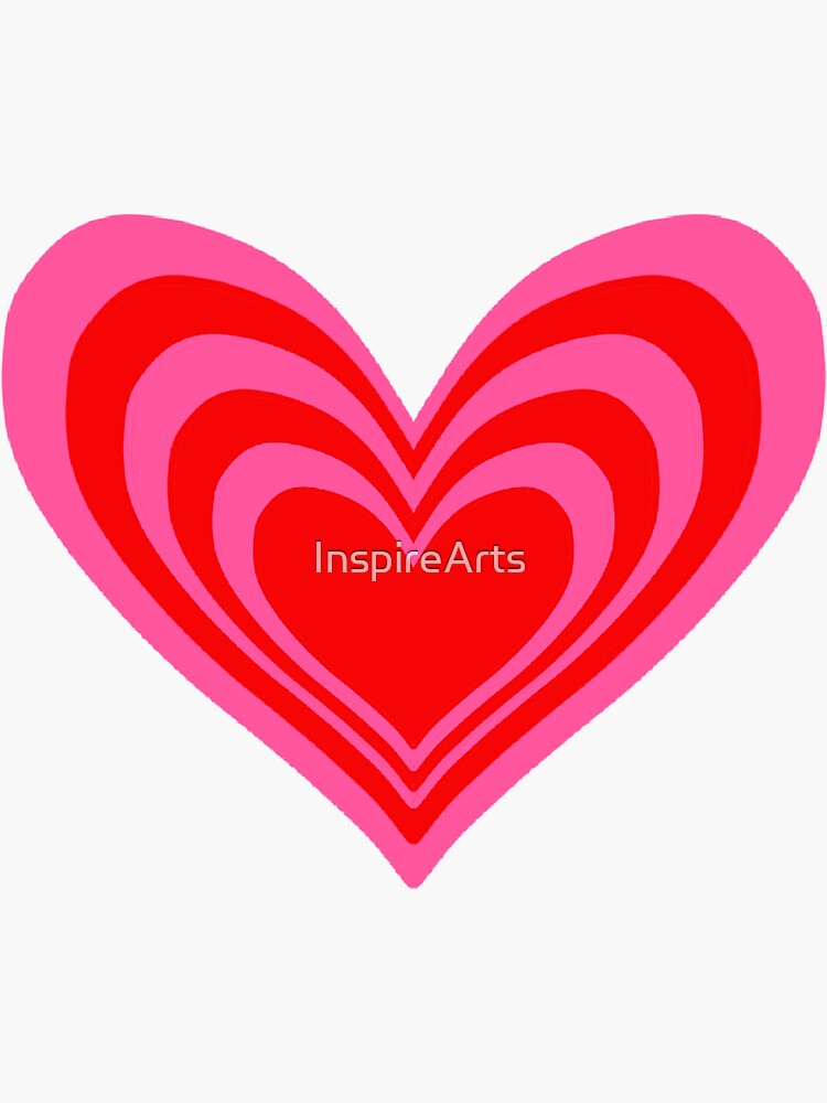 "Red and Pink Layered Heart" Sticker by InspireArts | Redbubble