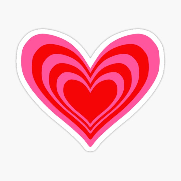 "Red and Pink Layered Heart" Sticker by InspireArts | Redbubble