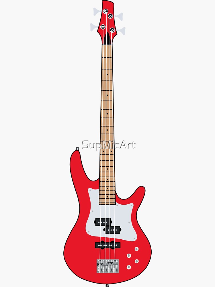 " Electric bass red guitar !" Sticker by SupMicArt | Redbubble