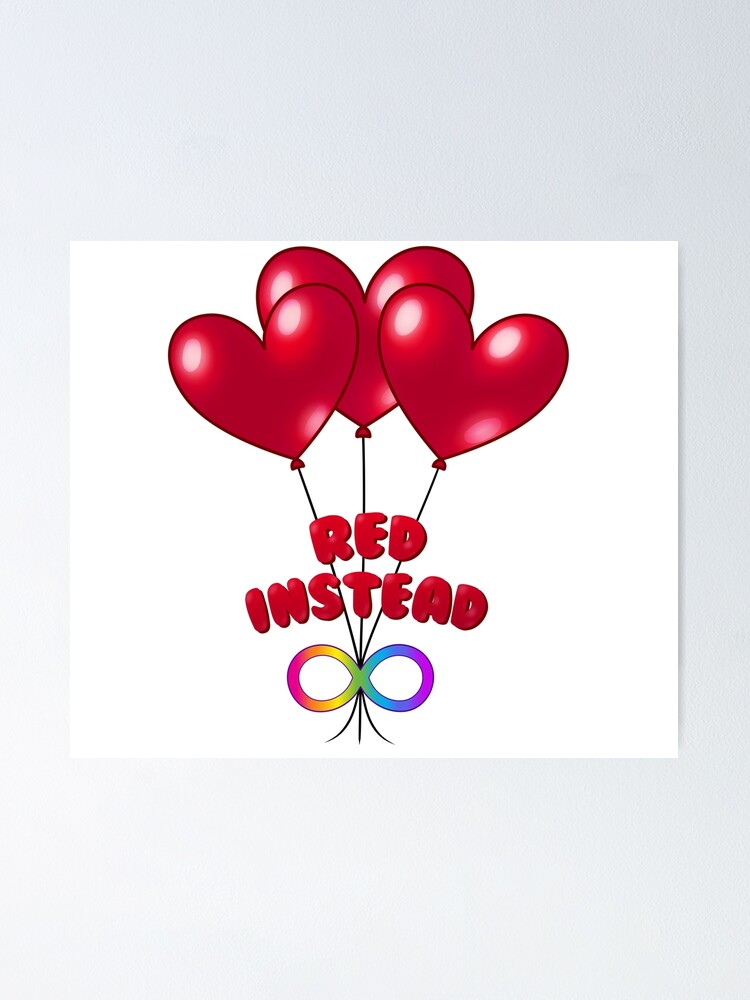 "Light It Up Red Instead Autism Awareness Sticker with Heart Balloons ...