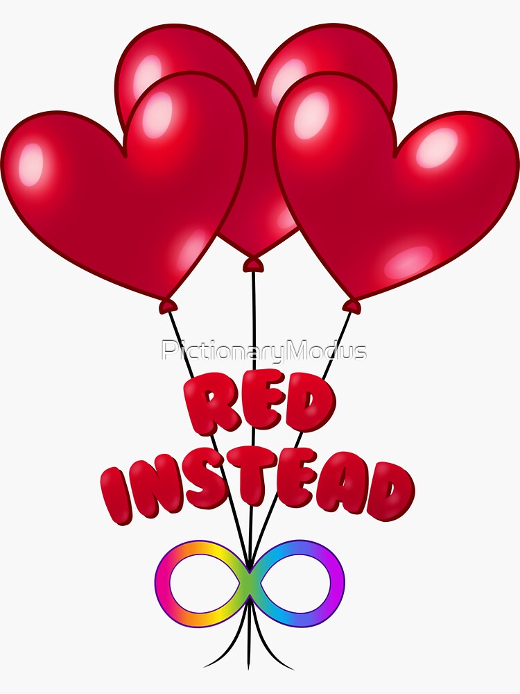 "Light It Up Red Instead Autism Awareness Sticker with Heart Balloons ...