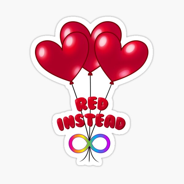 "Light It Up Red Instead Autism Awareness Sticker with Heart Balloons ...