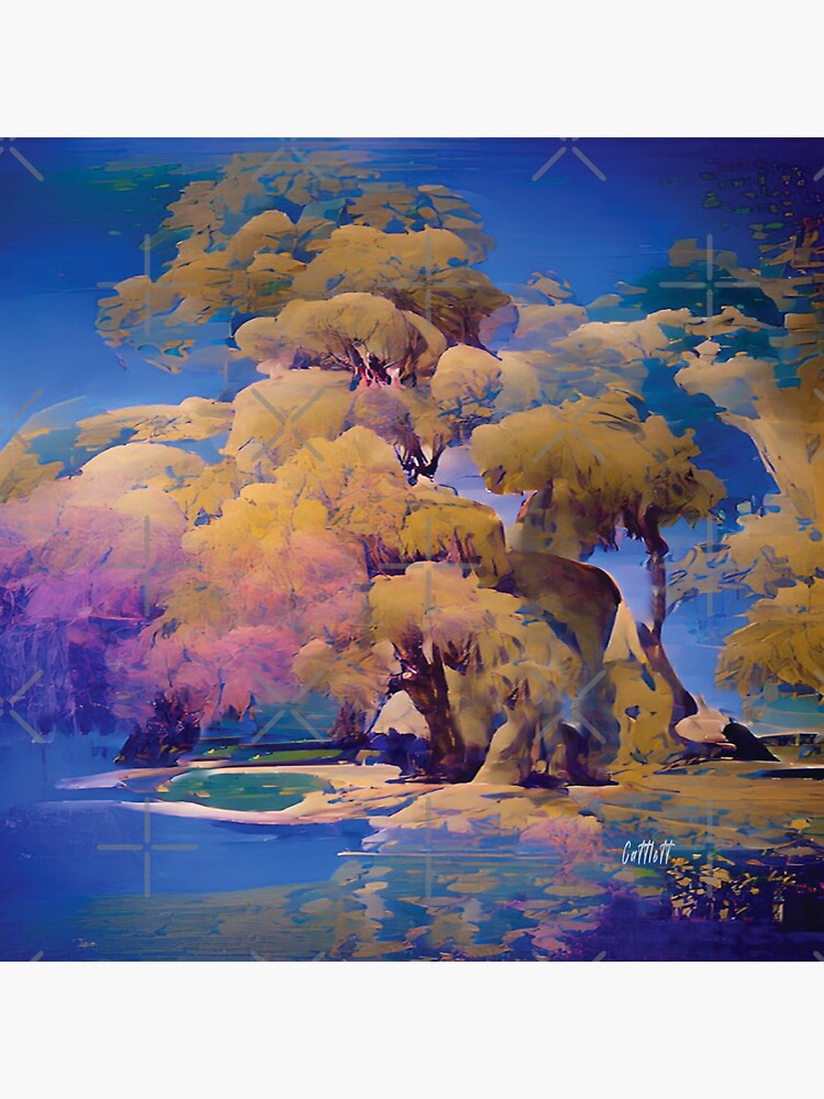"Pretty Weeping Willow Tree by lake Painting - Weeping Willow" Sticker ...