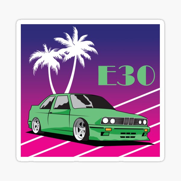 "E30 Retro T-Shirt" Sticker for Sale by JayRo93 | Redbubble