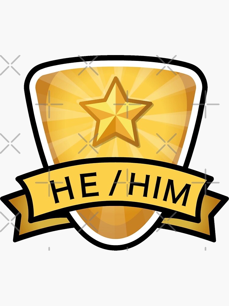 "He/Him Badge - Club Penguin" Sticker by PathfinderCP | Redbubble